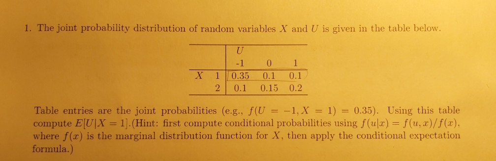 Solved The joint probability distribution of random | Chegg.com