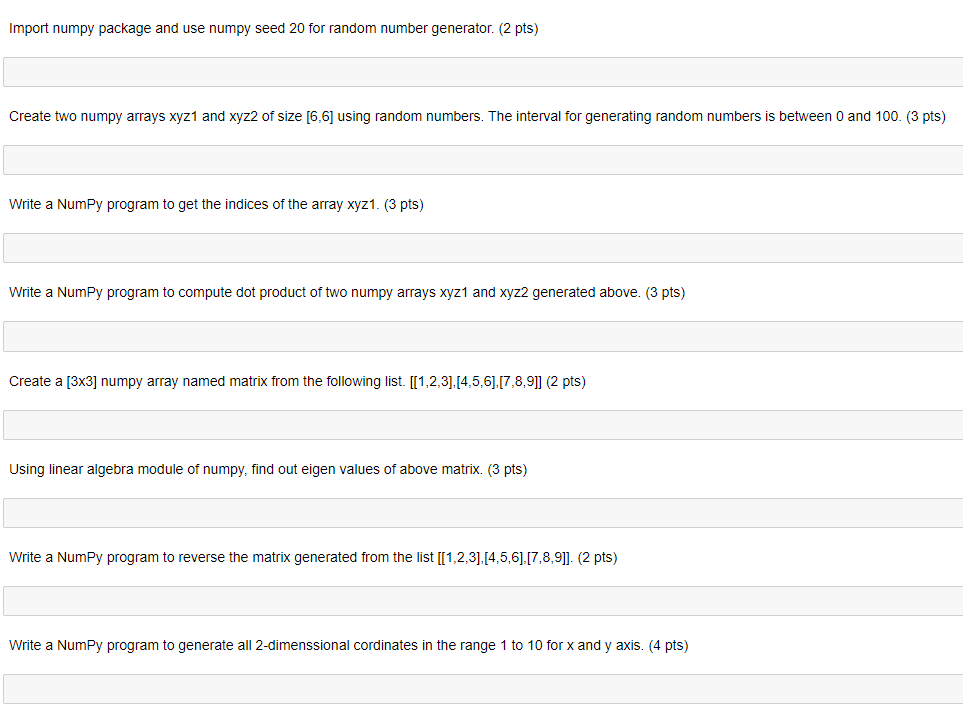 Solved Import Numpy Package And Use Numpy Seed 20 For Random