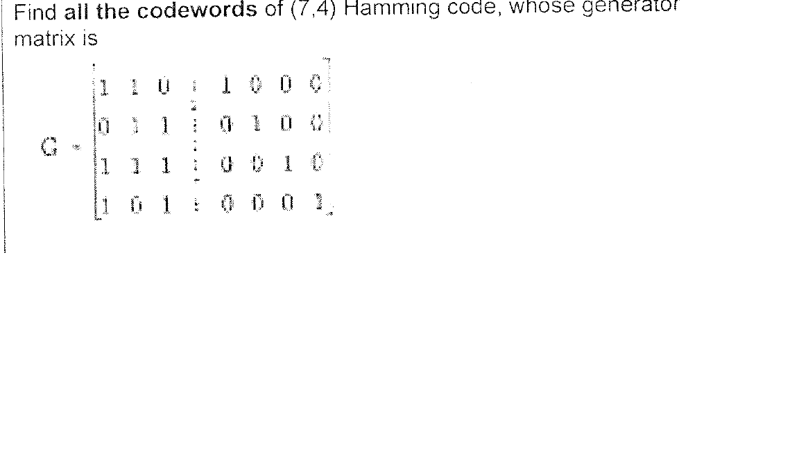 Solved Find All The Codewords Of 74 Hamming Code Whose 