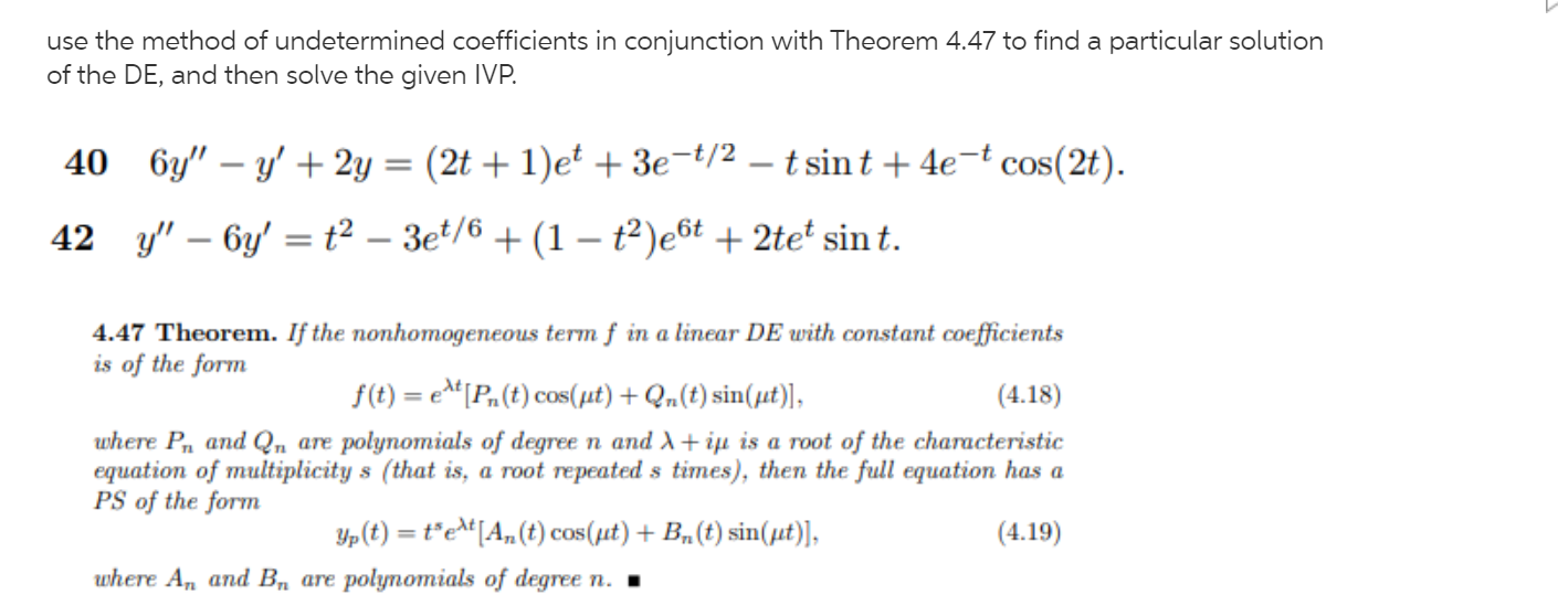 Solved use the method of undetermined coefficients in | Chegg.com