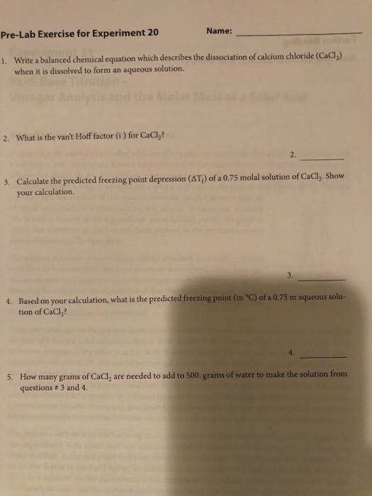 Solved Name: Pre-Lab Exercise for Experiment 20 write a | Chegg.com