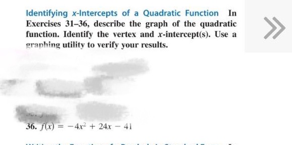 Solved Identifying x-Intercepts of a Quadratic Function In | Chegg.com