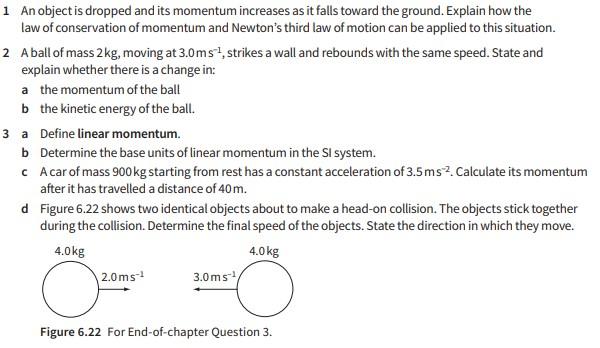 Solved 1 An object is dropped and its momentum increases as | Chegg.com