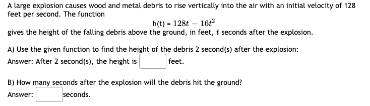 Solved A large explosion causes wood and metal debris to | Chegg.com