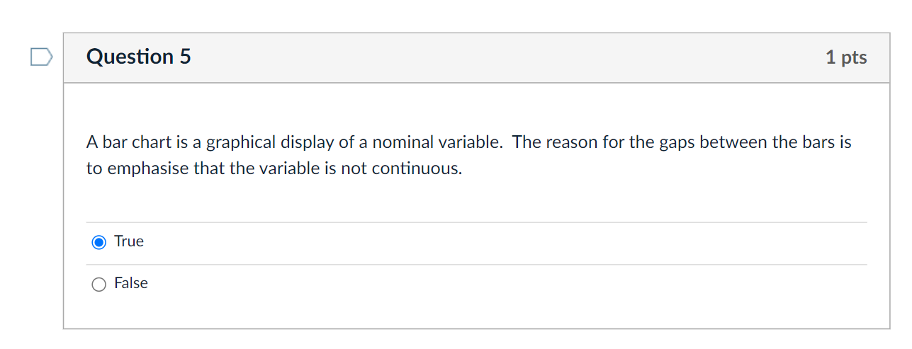 Solved A bar chart is a graphical display of a nominal | Chegg.com