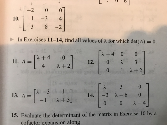 Solved Find All Values Of Lambda For Which Deta 0 