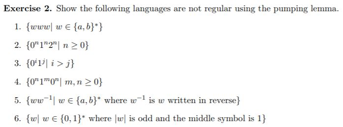 Solved Exercise 2 Show The Following Languages Are Not 