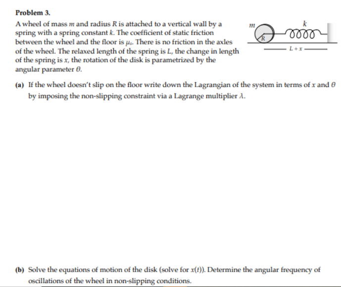 Solved "@ rooom! + Problem 3. A wheel of mass m and radius R | Chegg.com
