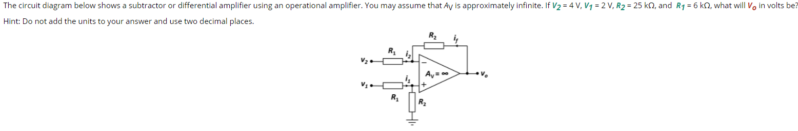 Solved The circuit diagram below shows a subtractor or | Chegg.com