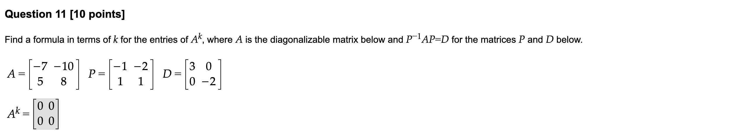 Solved Question 11 [10 ﻿points]Find a formula in terms of k | Chegg.com