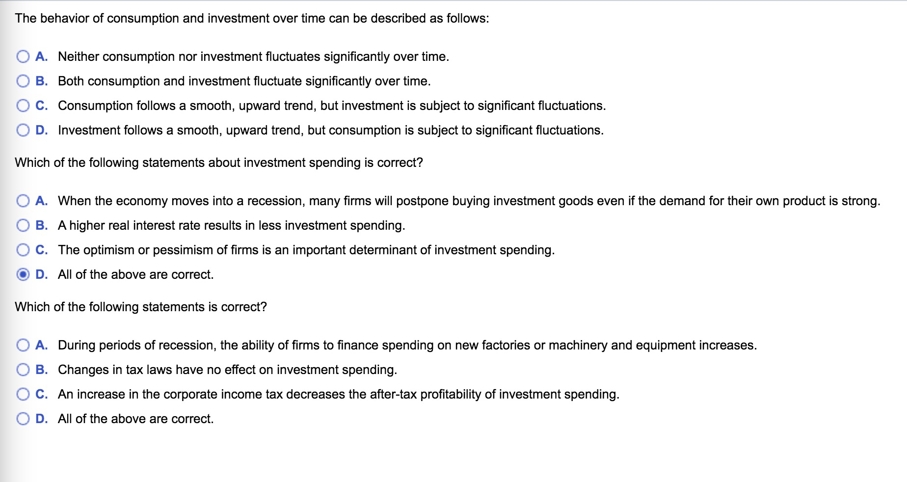 Solved The behavior of consumption and investment over time | Chegg.com