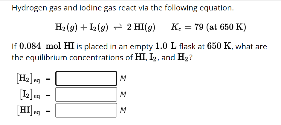 Solved Hydrogen gas and iodine gas react via the following | Chegg.com