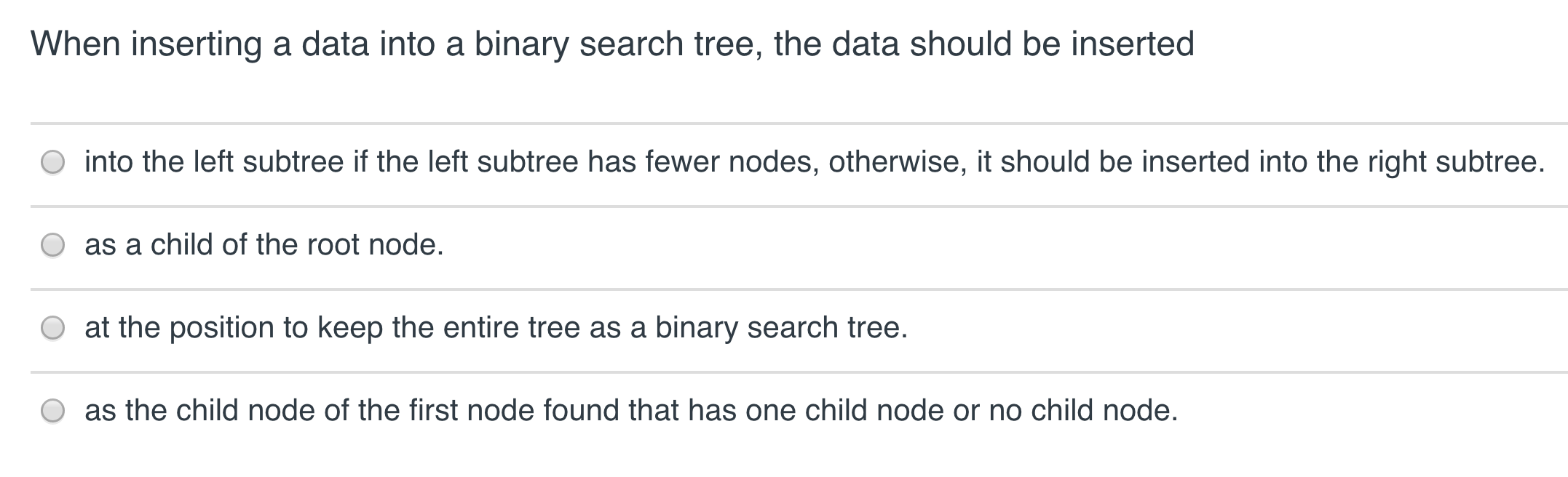 Solved When inserting a data into a binary search tree, the | Chegg.com