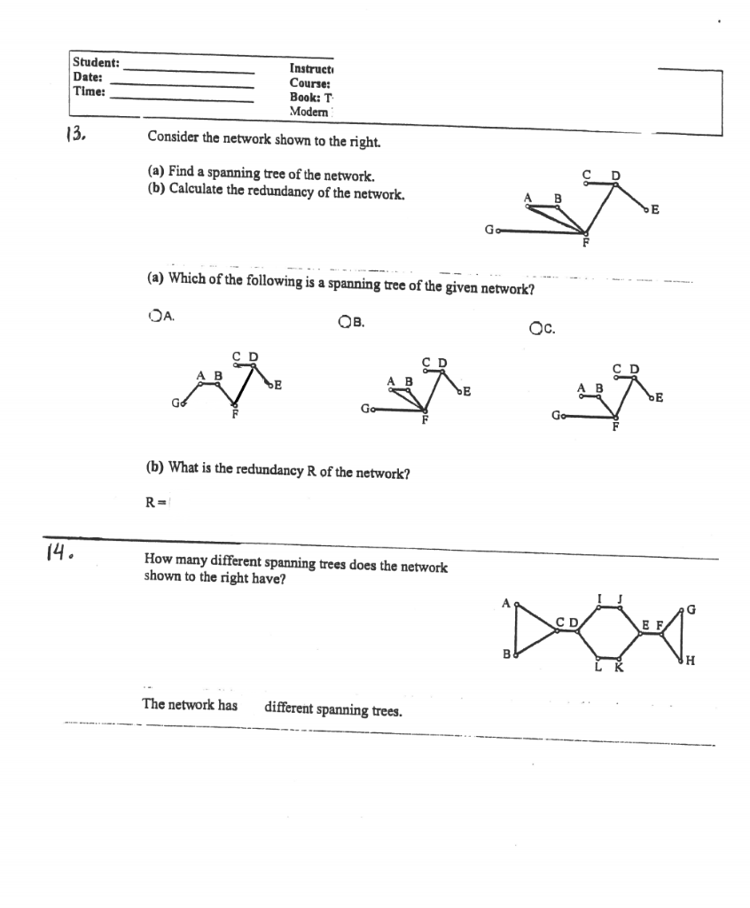 Solved Student: Date: Time: Instructi Course: Book: T Modern | Chegg.com