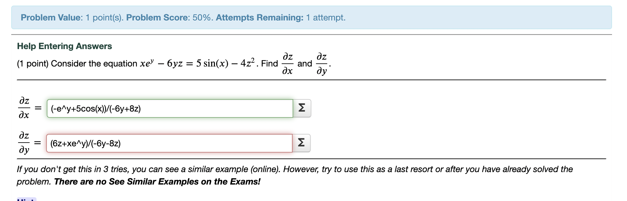 Solved Help Entering Answers (1 point) Consider the equation | Chegg.com