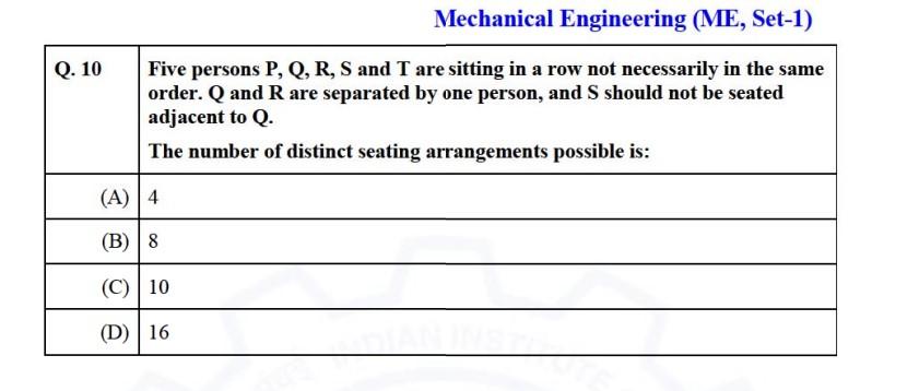 Solved Mechanical Engineering (ME, Set-1) | Chegg.com