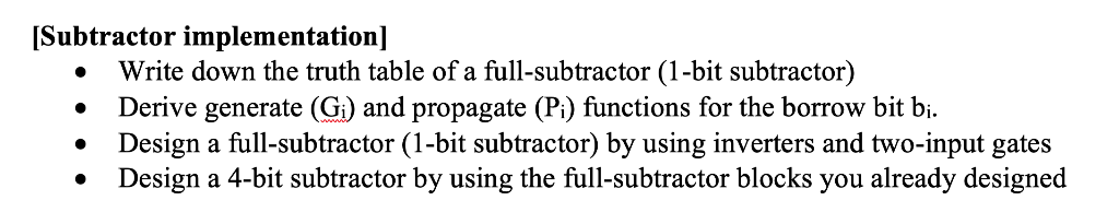 Solved [Subtractor implementation] » Write down the truth | Chegg.com