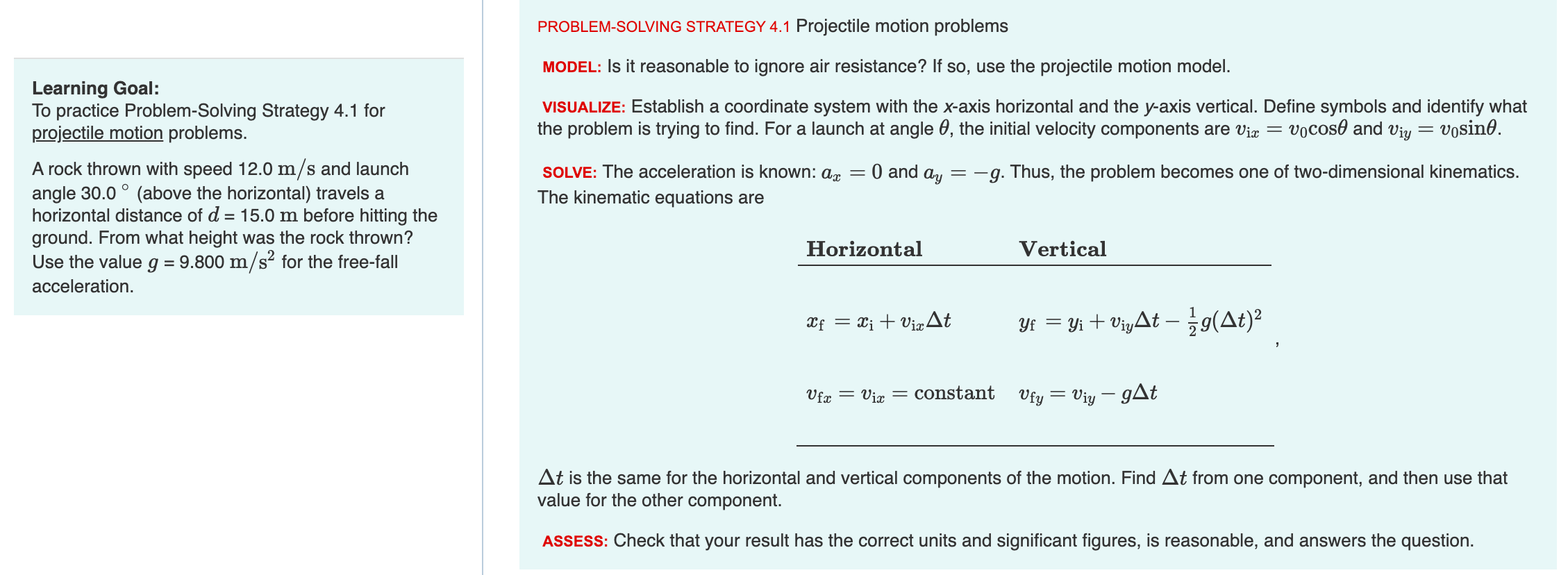 Solved PROBLEM-SOLVING STRATEGY 4.1 Projectile motion | Chegg.com