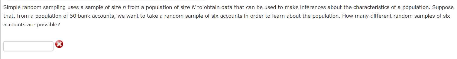 Solved Simple random sampling uses a sample of size n from a | Chegg.com