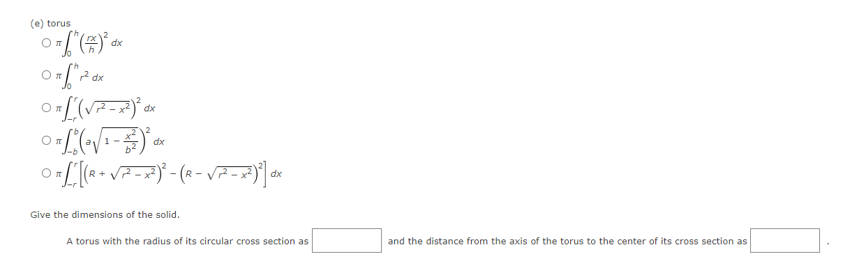 Solved Match each solid with the integral that represents | Chegg.com