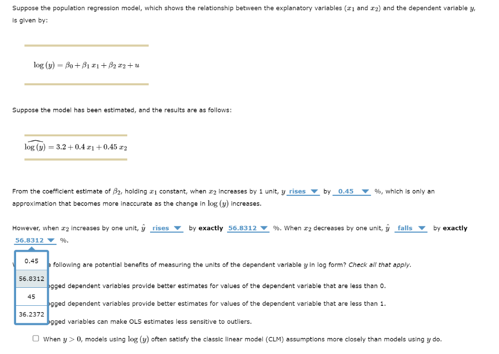 Solved Suppose the population regression model, which shows | Chegg.com