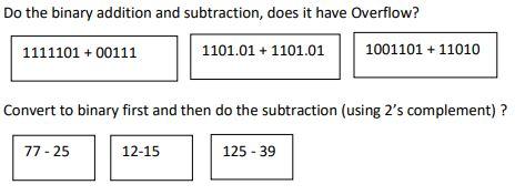 Solved Do the binary addition and subtraction, does it have | Chegg.com