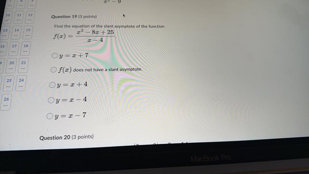 Solved Find the equation of the slant asymptote of the | Chegg.com