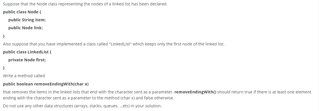 Solved Suppose that the Node class representing the nodes of | Chegg.com