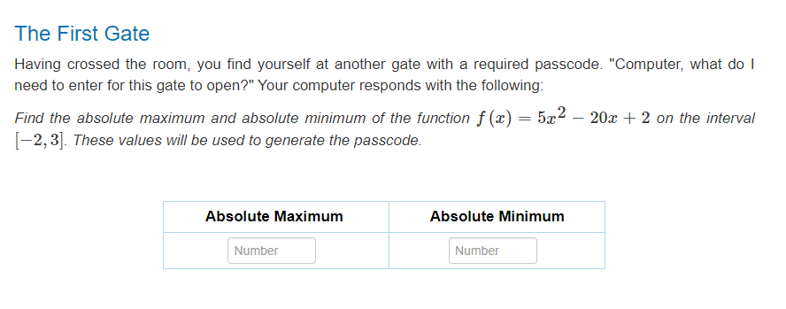 Solved The First Gate Having crossed the room, you find | Chegg.com