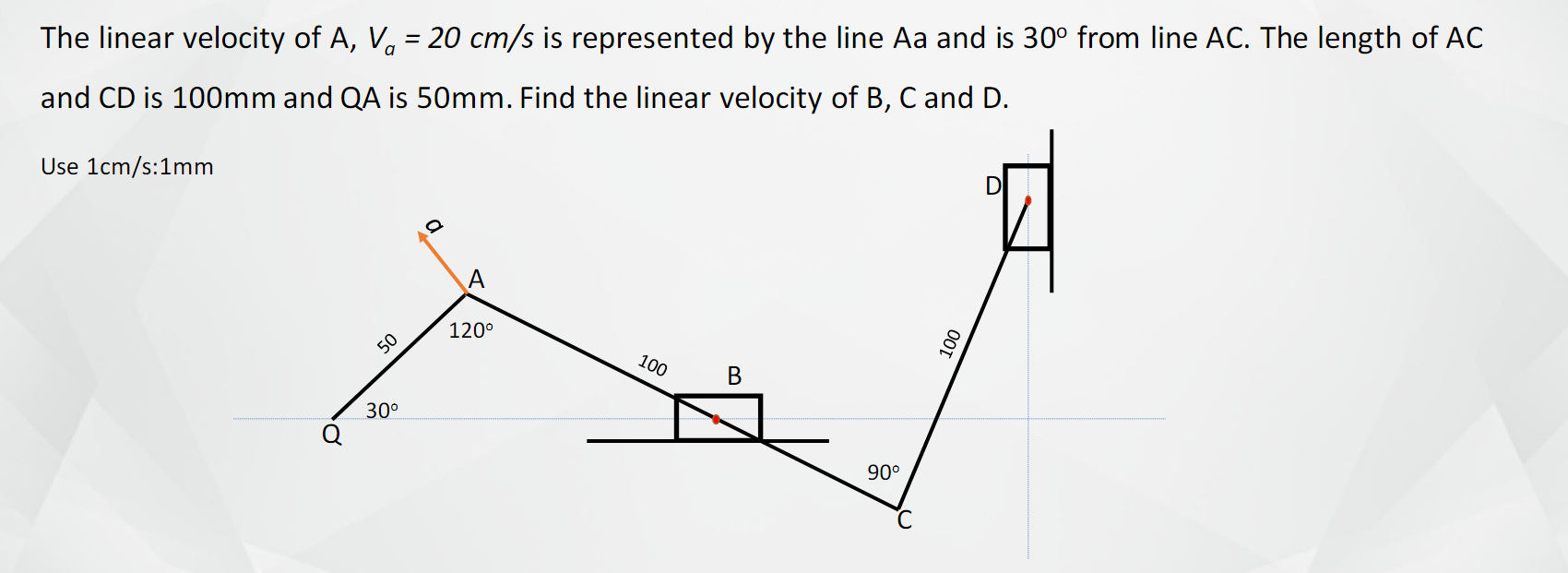 Solved The linear velocity of A,Va=20 cm/s is represented by | Chegg.com