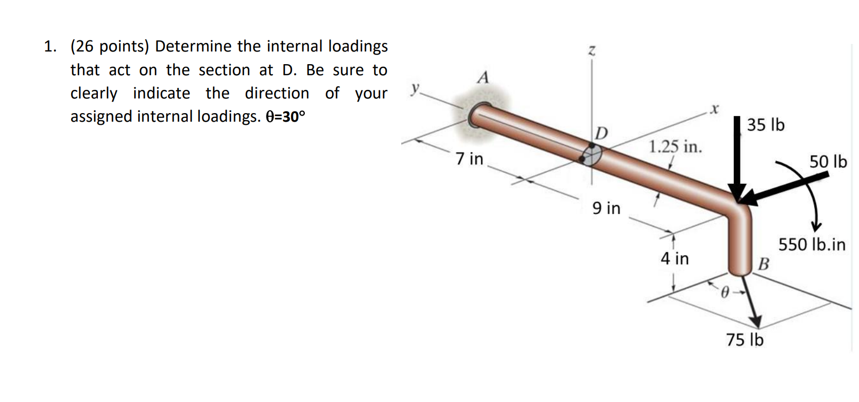 Solved Determine the internal loadings that act on the | Chegg.com