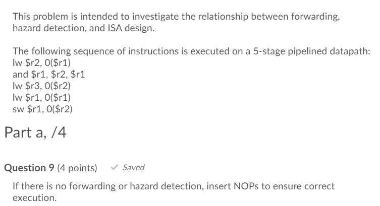 Solved The following sequence of instructions is executed on | Chegg.com