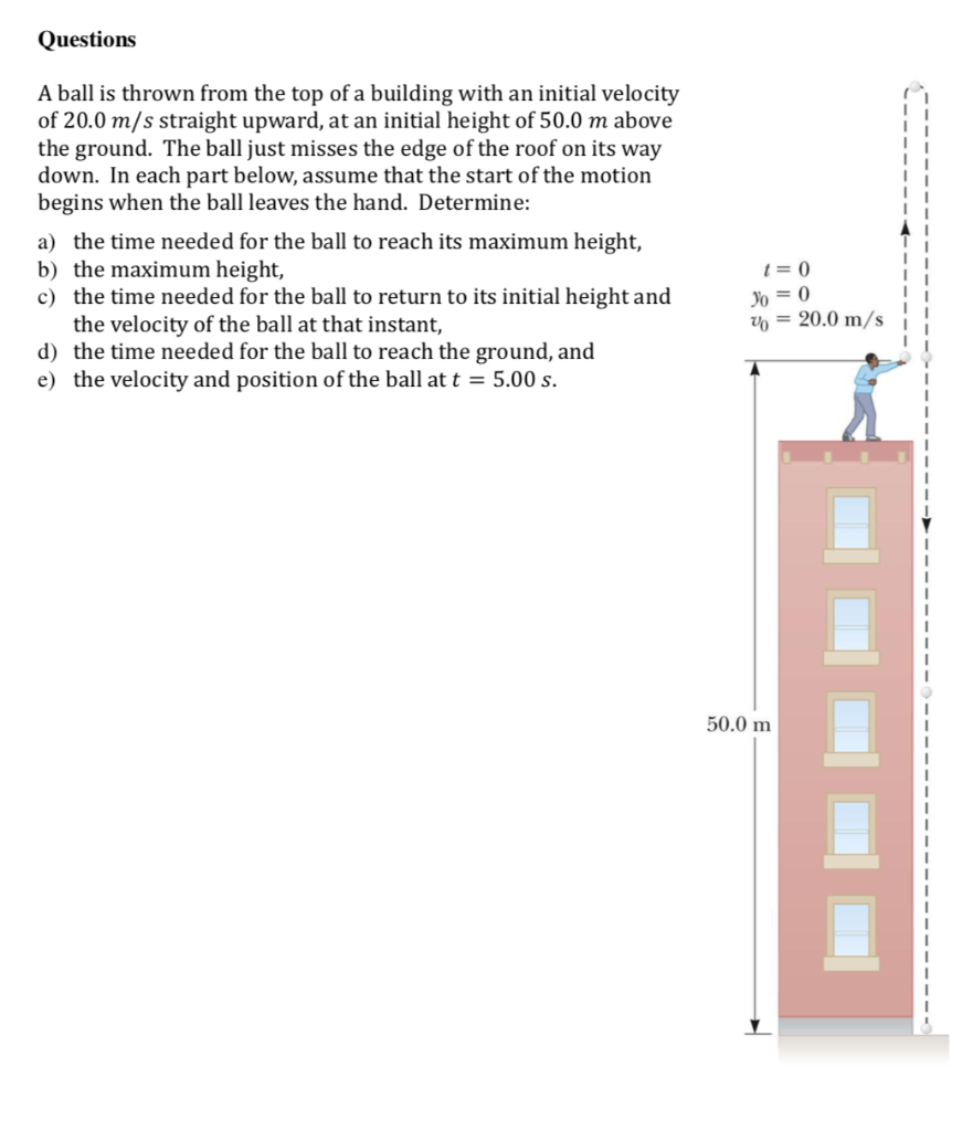 Solved Questions - - - - - - - - - --- - - A ball is thrown | Chegg.com