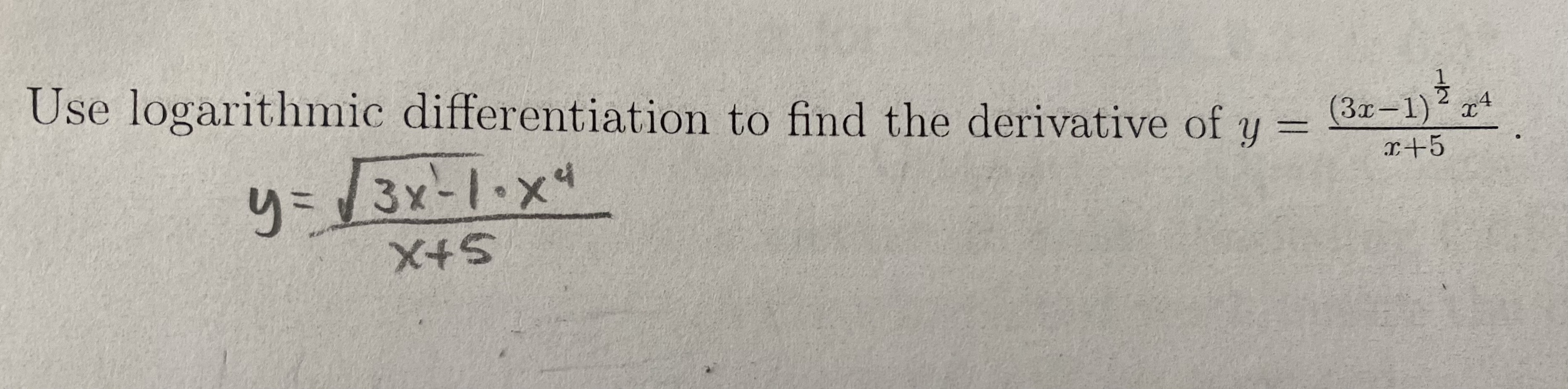 Solved Use logarithmic differentiation to find the | Chegg.com