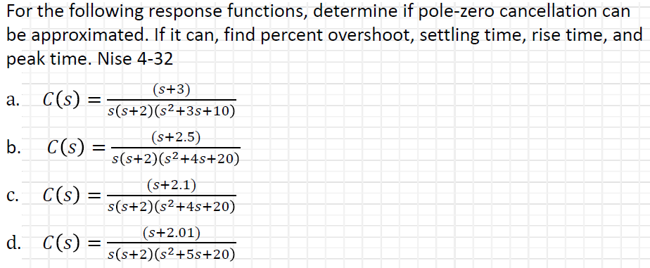 Solved For The Following Response Functions Determine If 3254