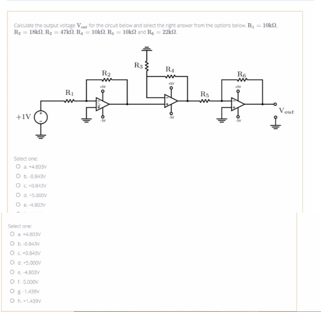 Solved Calculate the output voltage Vout for the circuit | Chegg.com