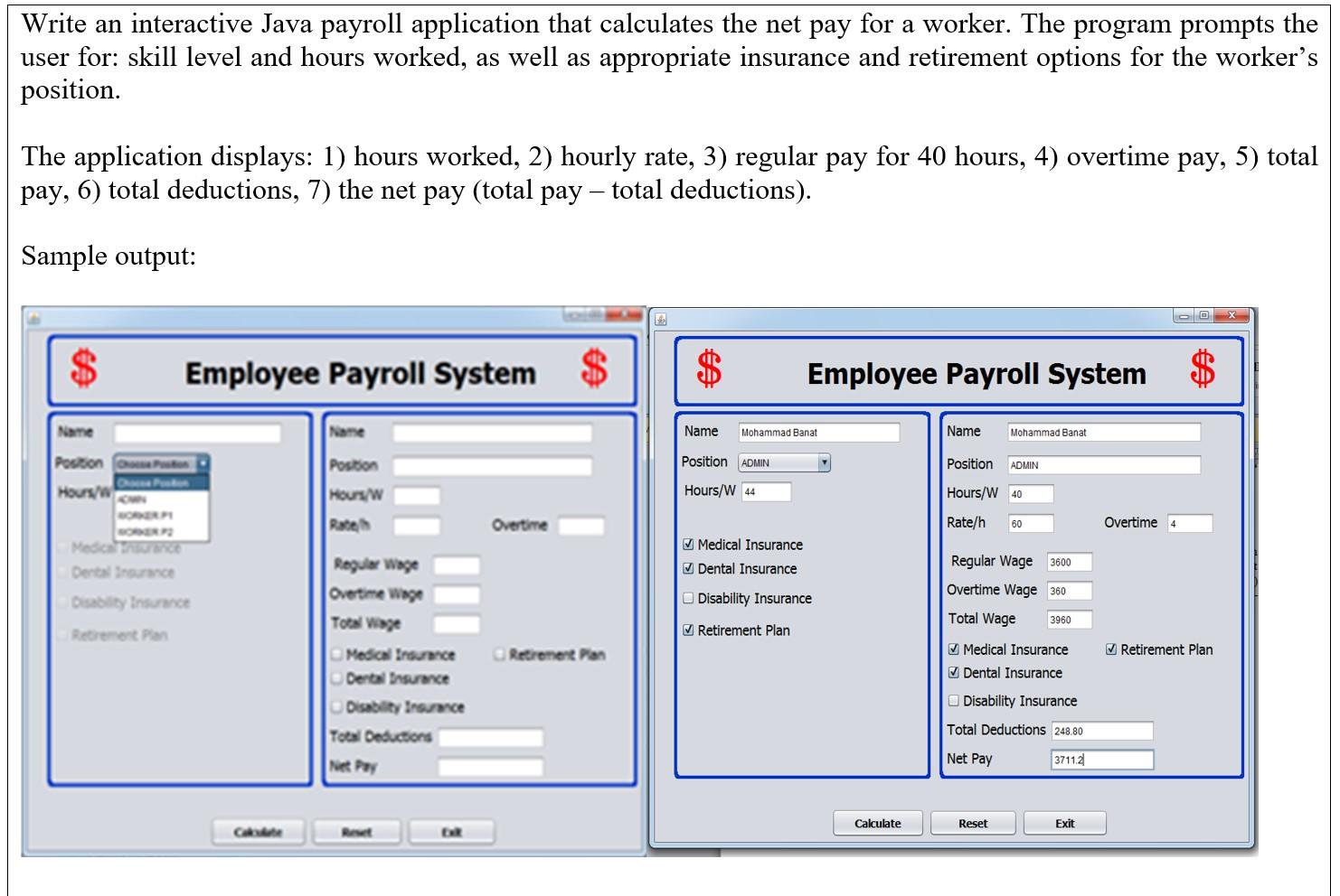 Solved Using GUI , write a java program that shall solve the | Chegg.com