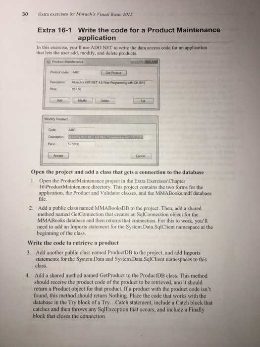30 Extra exercises for Murach's Visnal Basic 2015 | Chegg.com
