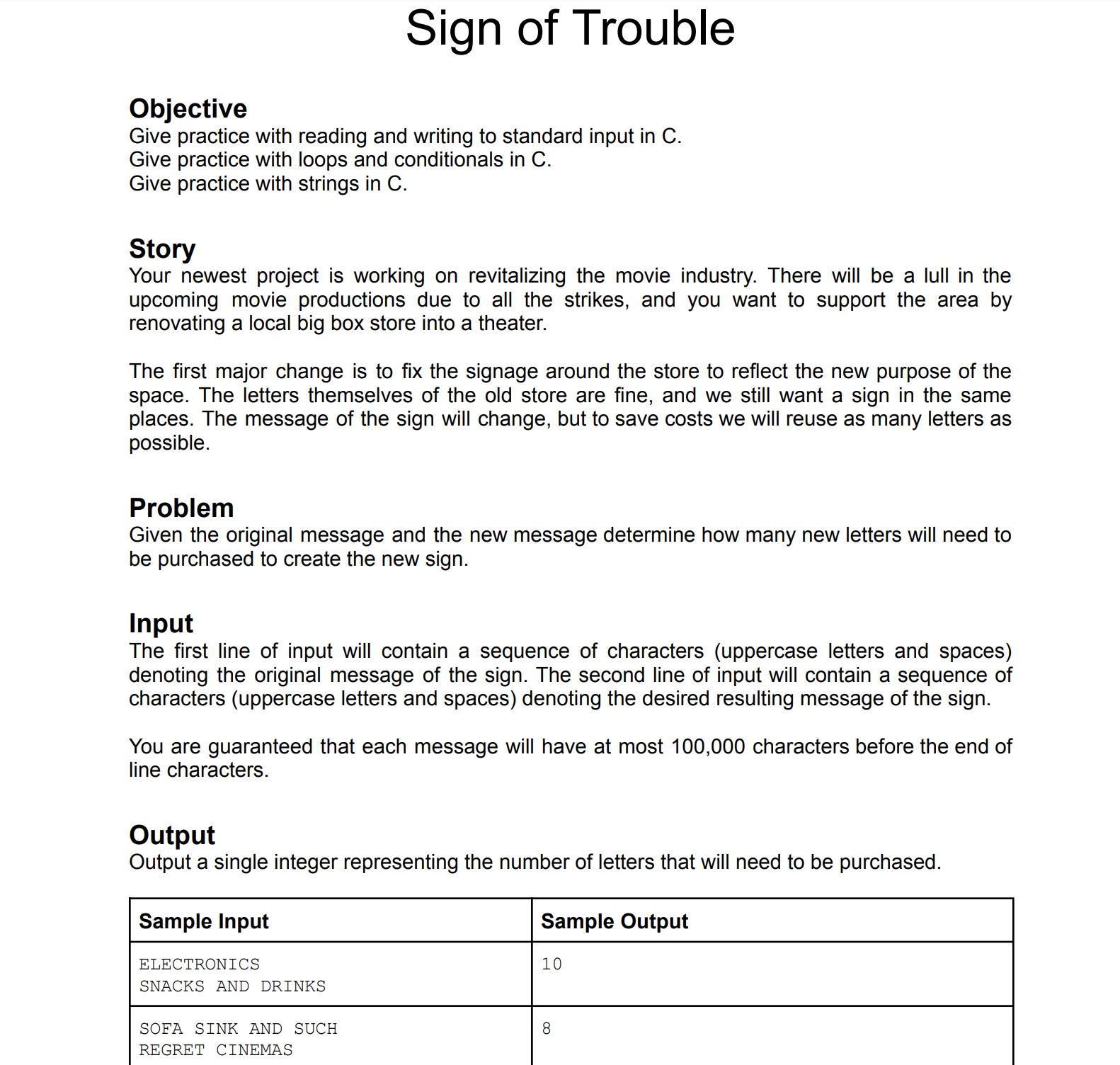 Solved Sign of Trouble Objective Give practice with reading | Chegg.com