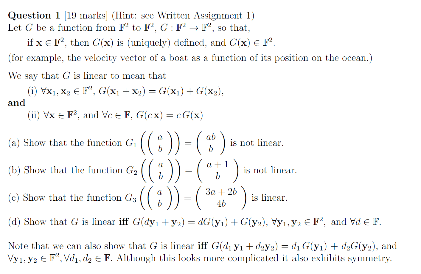 Solved Question 1 [19 marks] (Hint: see Written Assignment | Chegg.com