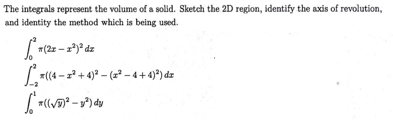 Solved The integrals represent the volume of a solid. Sketch | Chegg.com