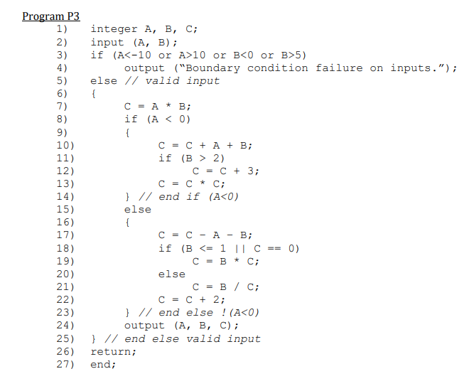 Solved 5. For the following program P3 written in | Chegg.com