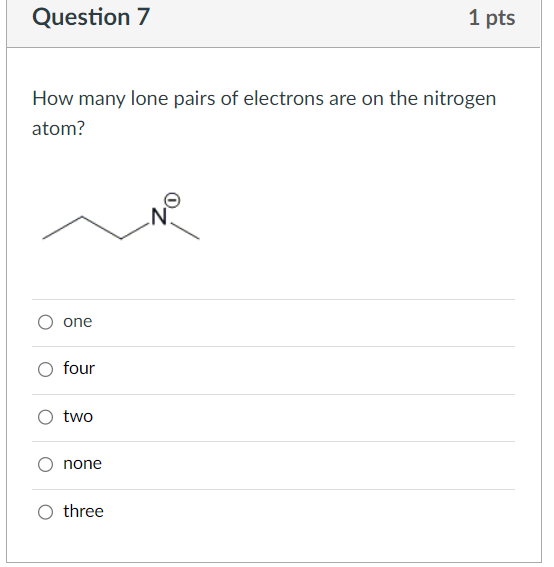 Solved How many lone pairs of electrons are on the nitrogen | Chegg.com