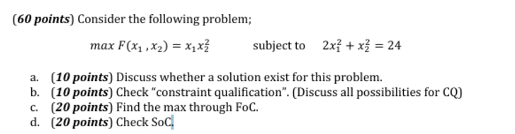 Solved (60 ﻿points) ﻿Consider the following | Chegg.com