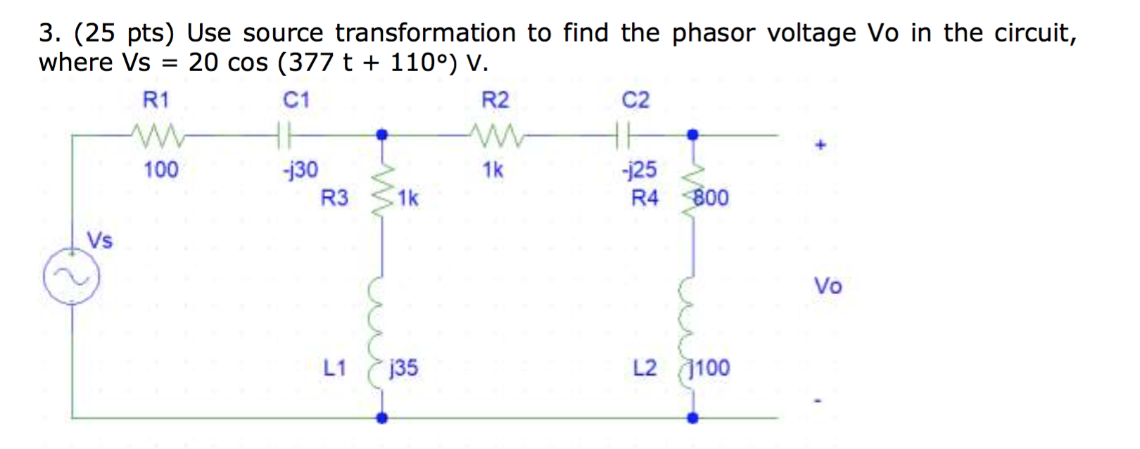 Solved 3. (25 pts) Use source transformation to find the | Chegg.com