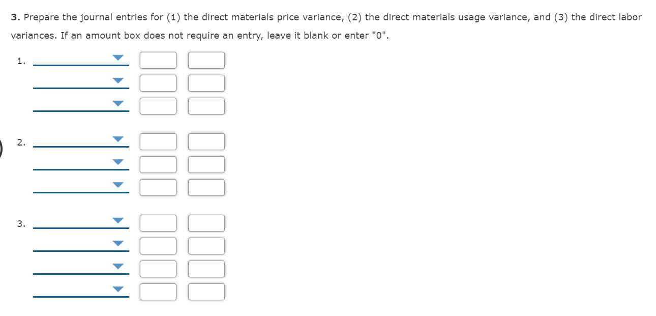 Solved Direct Labor and Direct Materials Variances, Journal | Chegg.com