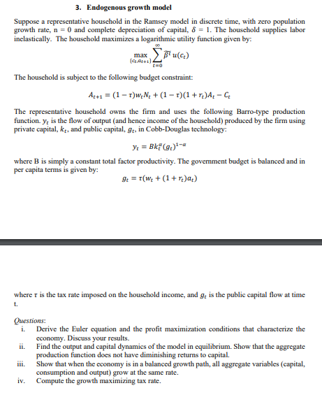 Solved Suppose a representative household in the Ramsey | Chegg.com