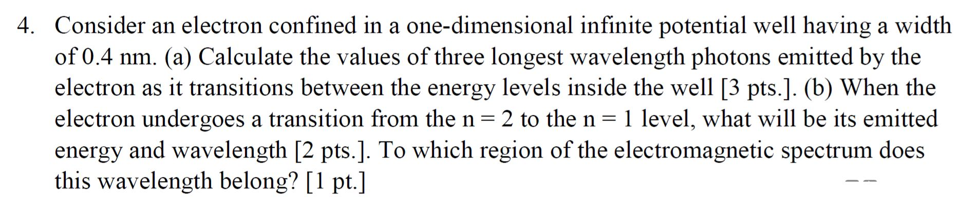 Solved 4 Consider An Electron Confined In A One Dimensional