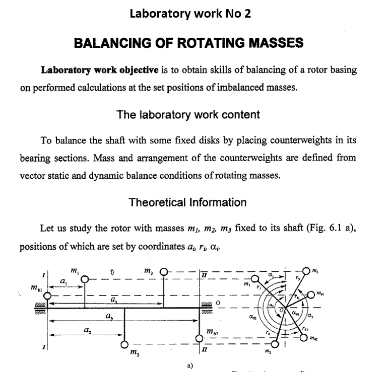 Solved Laboratory work No 2 BALANCING OF ROTATING MASSES | Chegg.com
