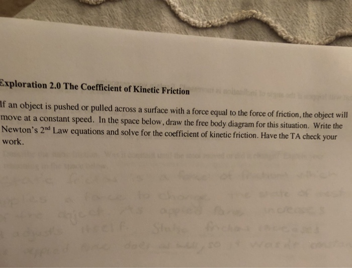 Solved Exploration 2.0 The Coefficient of Kinetic Friction | Chegg.com